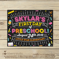 Personalized First day of School Chalkboard Girl Printable Sign ...