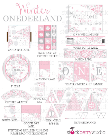 Winter Onederland Birthday Decorations Printable Party Kit – Stockberry ...