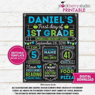 First Day of School Editable Template – Stockberry Studio