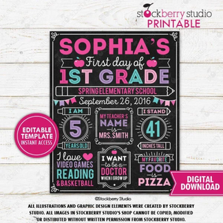 First Day of School Editable Template – Stockberry Studio