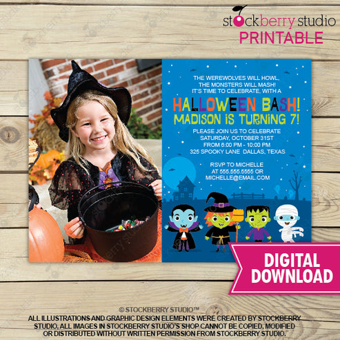 Halloween Birthday Printable Invitation – Stockberry Studio