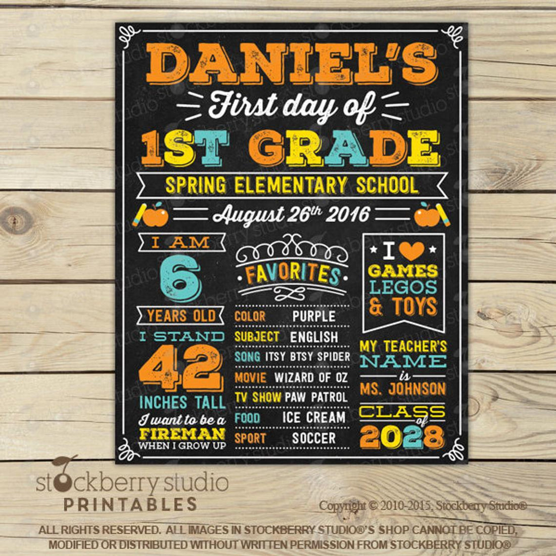 Girl First Day of School Sign Printable – Stockberry Studio