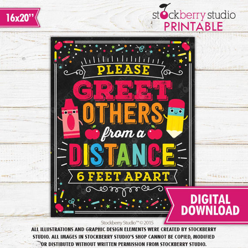Classroom Social Distance Greeting Sign – Stockberry Studio